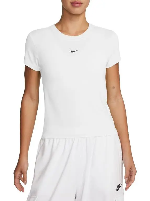 Nike Sportswear Club Chill Knit Mod Crop T-shirt - White/black