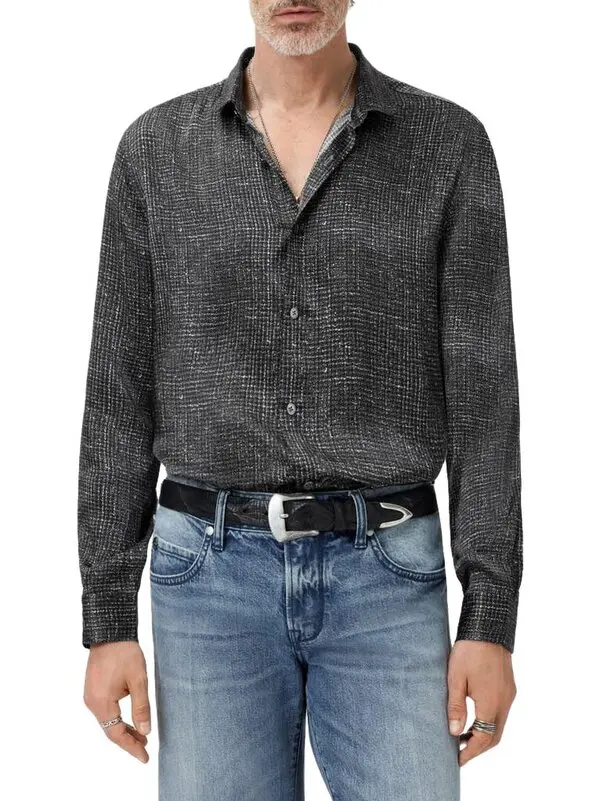 John Varvatos Orchard Silk Button-up Shirt - Black/white