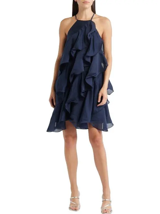 CIEBON Aileen Tiered Mini Dress - Navy
