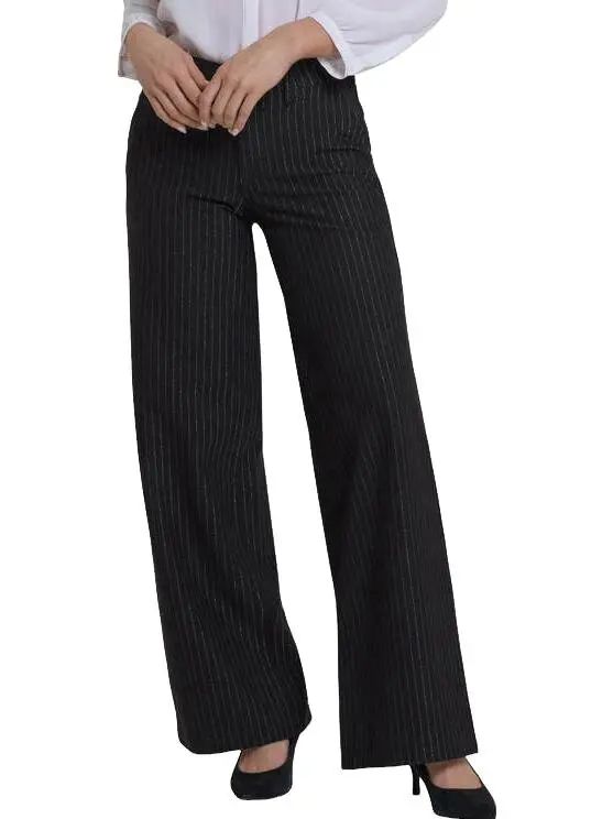 NYDJ Metallic Stripe Wide Leg Pants - Black