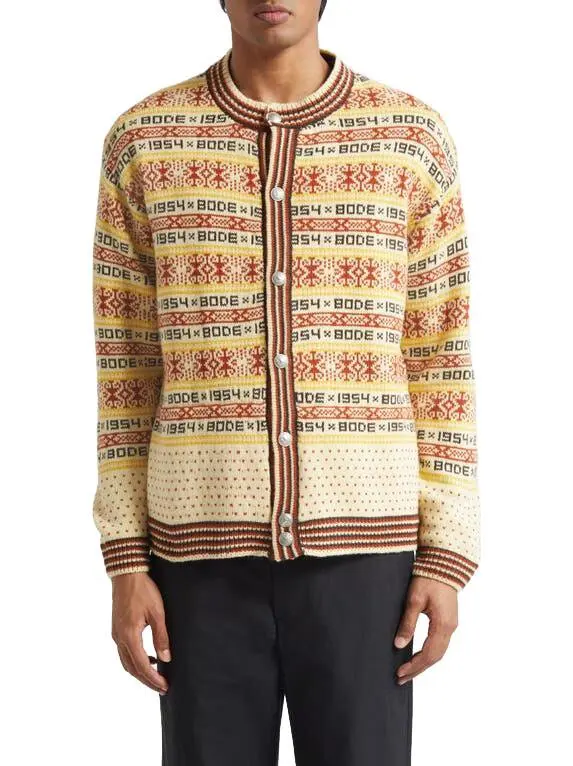 BODE Marzipan Fair Isle Wool Cardigan - Beige Multi