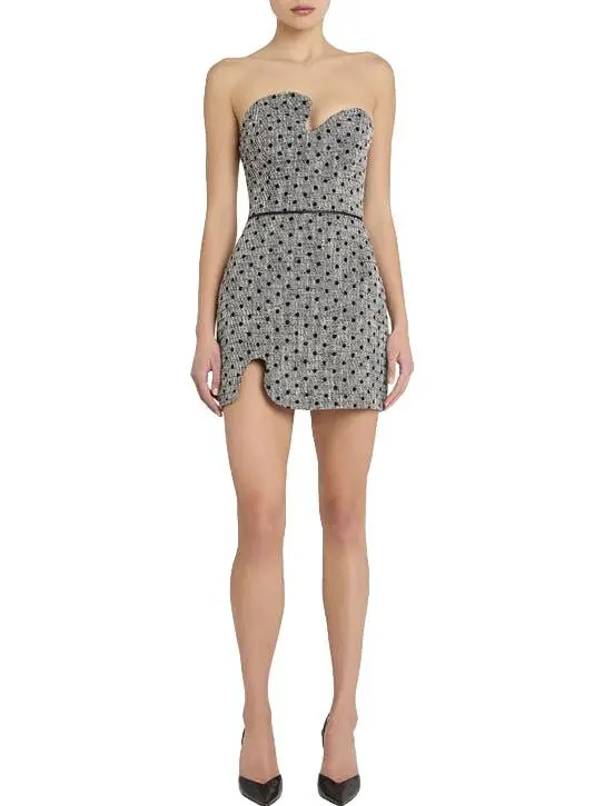 Amanda Uprichard Puzzle Strapless Mini Dress - Black White