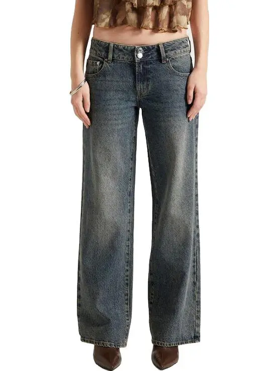 PACSUN Zoe Girlfriend Jeans - Dark Indigo