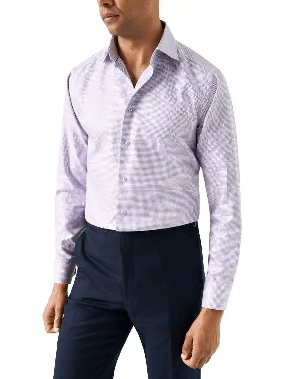 Eton Contemporary Fit Houndstooth Dress Shirt - Light Purple