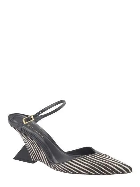 KOKO + PALENKI Paxt Calf Hair Ankle Strap Pumps - Zebra Calf Hair