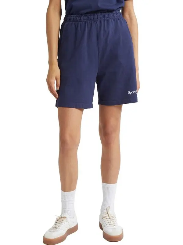 SPORTY & RICH Gender Inclusive Play Tennis Gym Shorts - Dark Navy