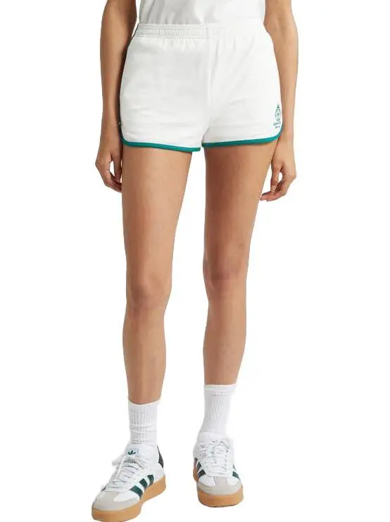SPORTY & RICH Crown Tennis Embroidered Piqué Shorts - White/alpine