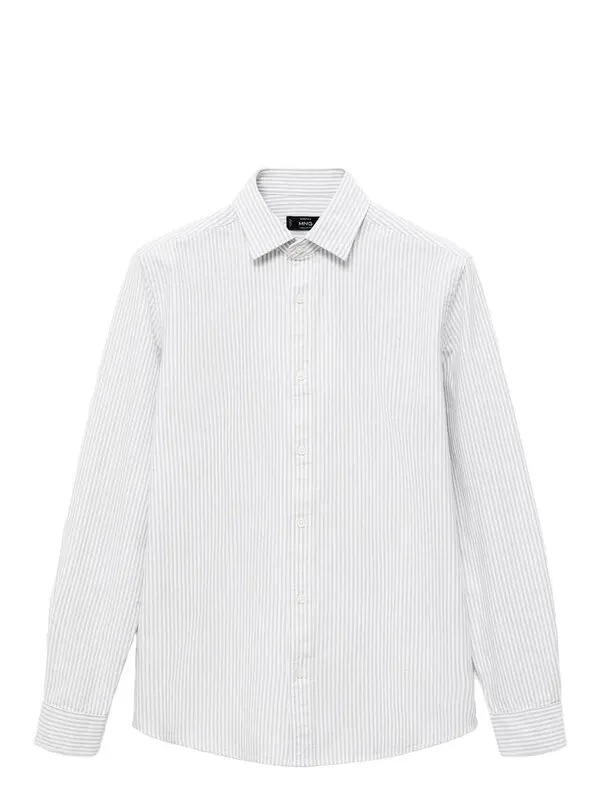 Mango Stripe Cotton Button-up Oxford Shirt - Grey