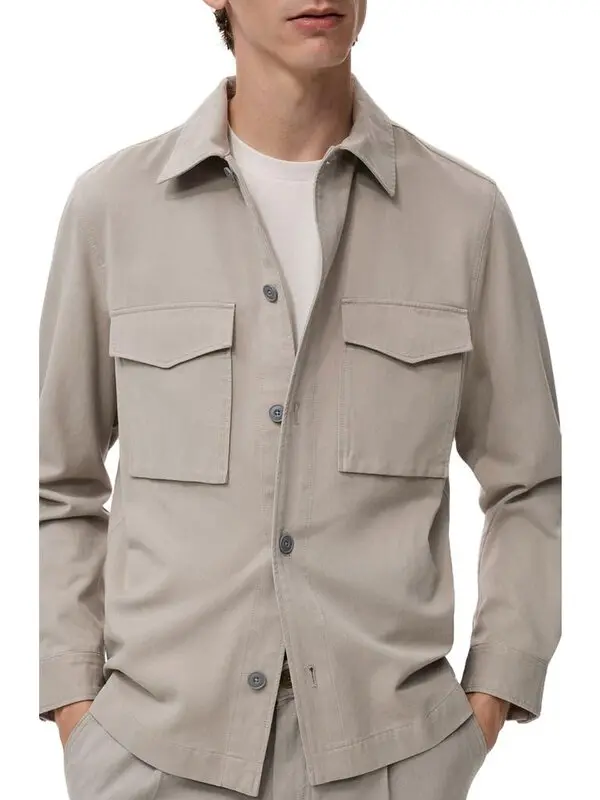Mango Regular Fit Lyocell & Cotton Jacket - Light/pastel Grey