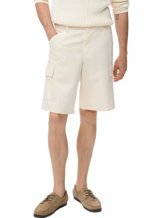 Mango Cotton-blend Bermuda Cargo Shorts - Ecru