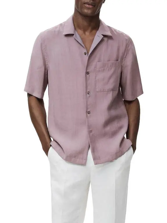 Mango Solid Camp Shirt - Violet