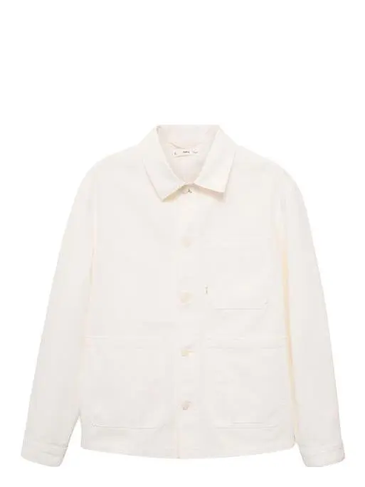 Mango Lightweight Twill Chore Coat - Off White