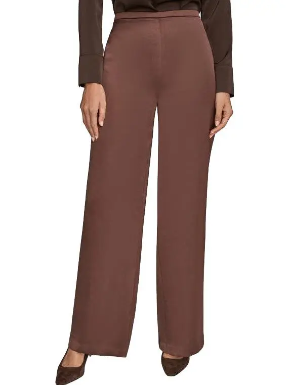 Donna Karan New York Wide-leg Satin Pants - Chocolate