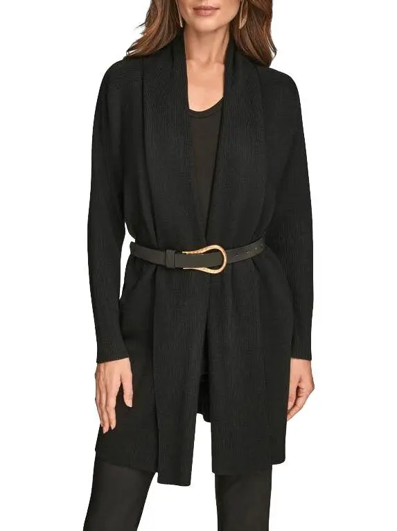 Donna Karan New York Belted Longline Cardigan - Black