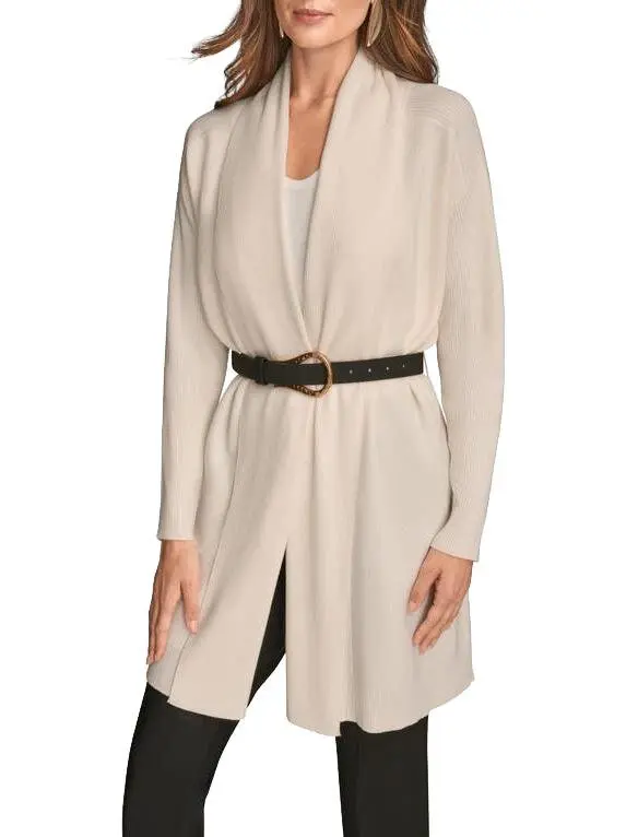 Donna Karan New York Belted Longline Cardigan - Cream