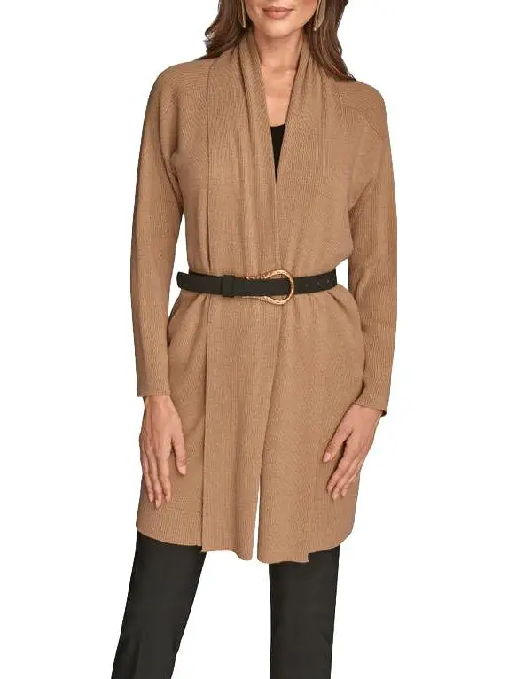Donna Karan New York Belted Longline Cardigan - Fawn