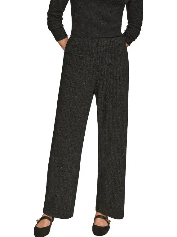 Donna Karan New York Wide-leg Ribbed Sweater Pants - Black