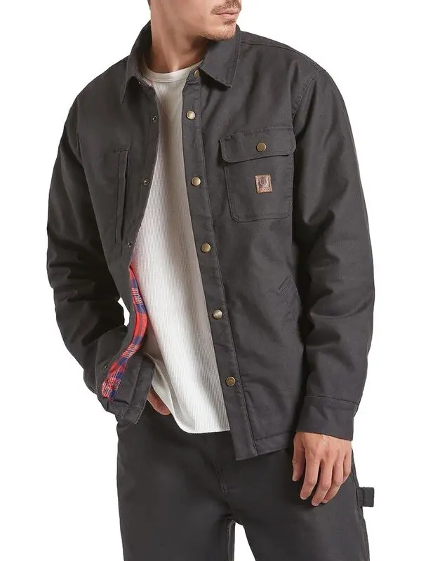 Brixton Builders Flannel Lined Overshirt - Washed Black/red