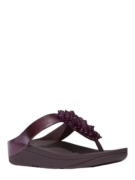 Fitflop Fino Bauble-bead Toe-post Sandals - Metallic Plumberry