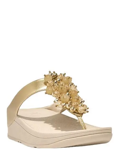 Fitflop Fino Bauble-bead Toe-post Sandals - Platino