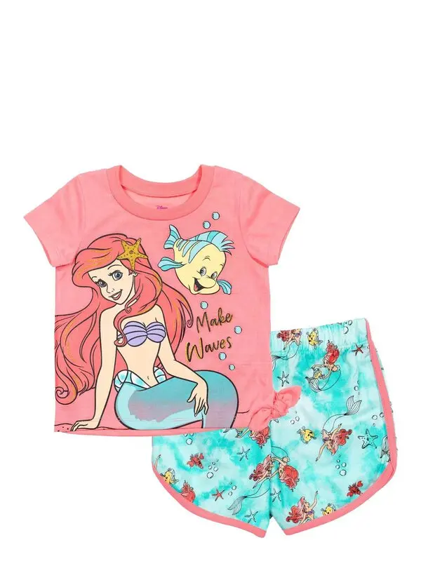 Disney Princess T-shirt And Shorts Set - Princess Ariel Pink Pink