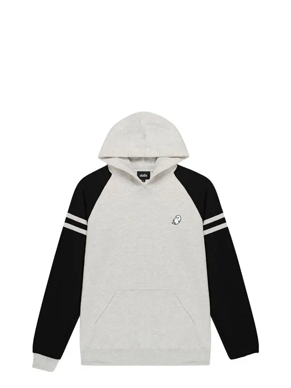 DALIX Ghost Varsity Midweight Hooded Sweatshirt - Oatmeal Black
