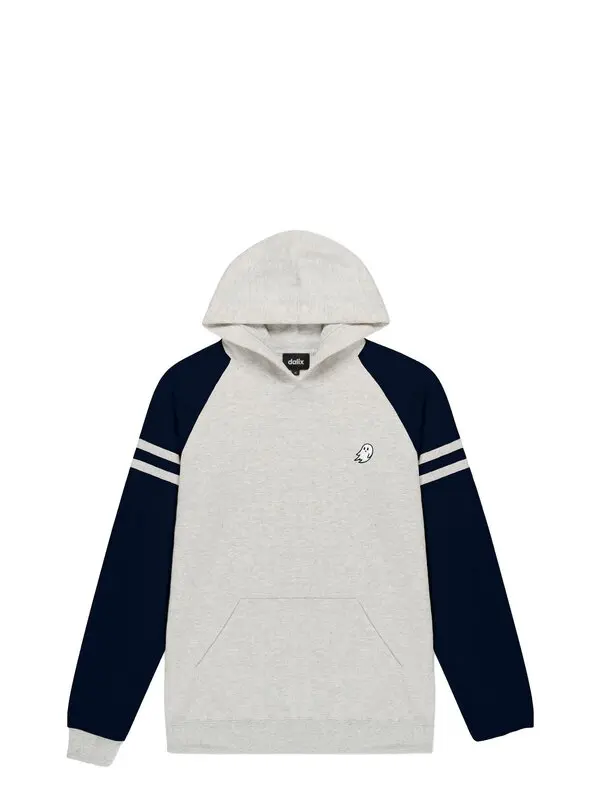 DALIX Ghost Varsity Midweight Hooded Sweatshirt - Oatmeal Indigo