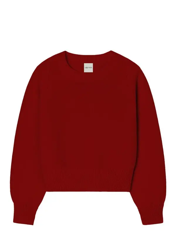 VIR VITA Genevieve Cashmere Crewneck Sweater - Cherry