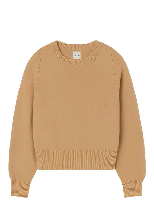 VIR VITA Genevieve Cashmere Crewneck Sweater - Desert