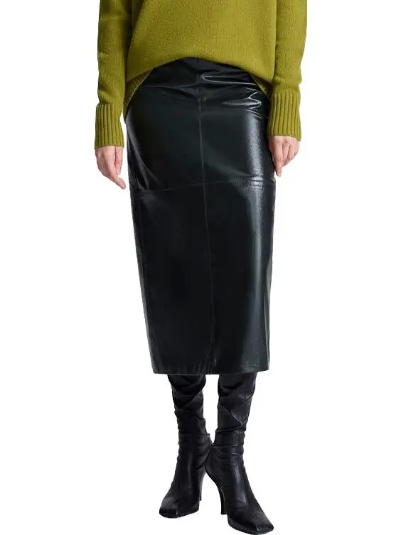 A.L.C. Marta Leather Midi Skirt - Dark Green