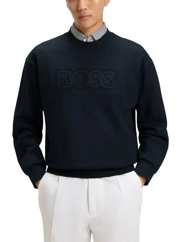 Hugo Boss Soleri Logo Cotton Graphic Sweatshirt - Black