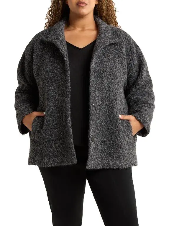 Eileen Fisher Alpaca And Wool-blend Short Coat - Charcoal Ash
