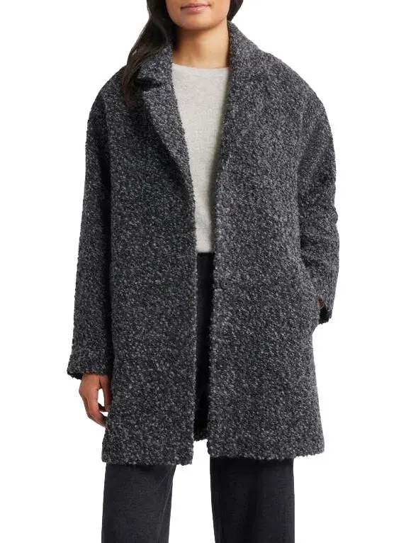 Eileen Fisher Alpaca And Wool Blend Faux Shearling Coat - Charcoal Ash