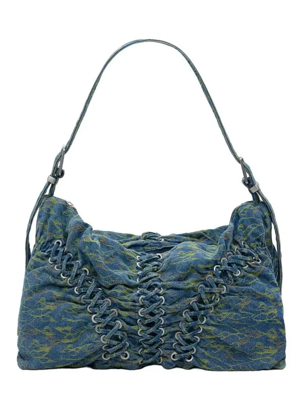 Desigual Lace-up Denim Shoulder Bag - Blue