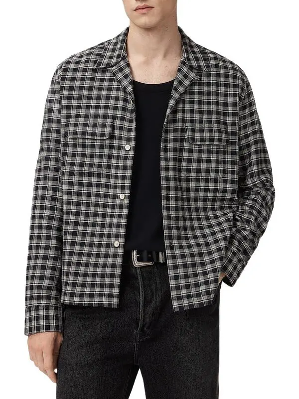 ALLSAINTS Horton Plaid Cotton Button-up Shirt - Salem Black