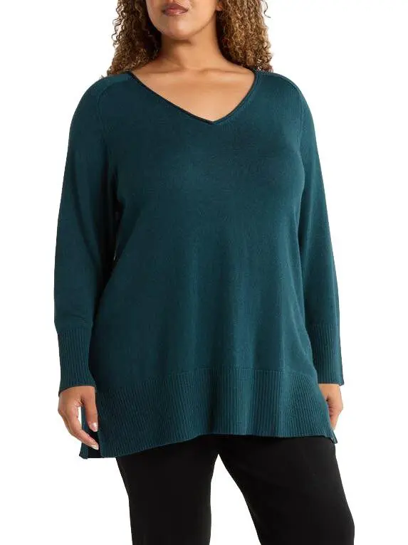 Eileen Fisher V-neck Cotton-blend Sweater - Alpine