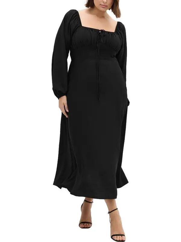 City Chic Abbigail Long Sleeve Maxi Dress - Black