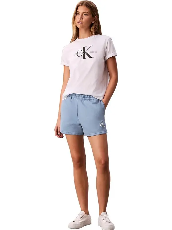 Calvin Klein Monogram Fleece Pull-on Shorts - Faded Denim