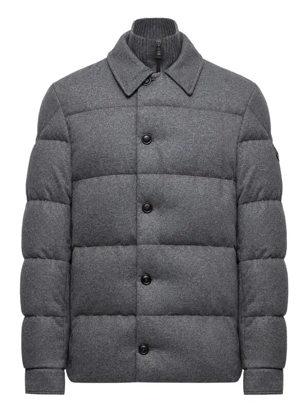 Moncler Cashmere Blend Down Shirt Jacket - Grey