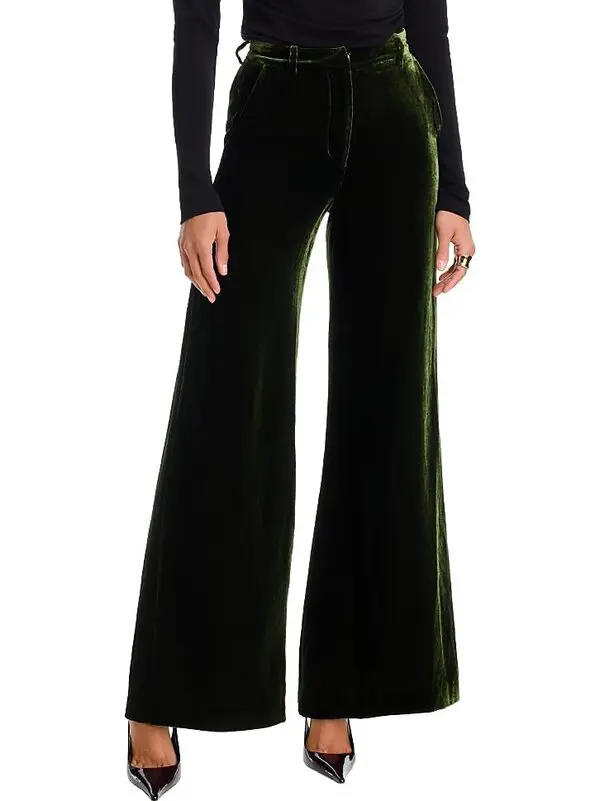 L'Agence Pilar Velvet Wide Leg Pants - Deep Olive