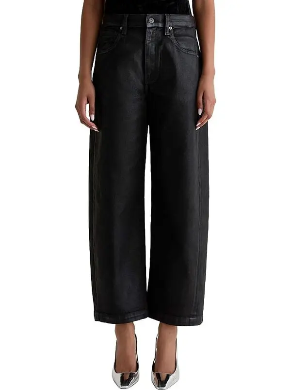 Ag Hattie Coated High-rise Crop Barrel Jeans - Super Black
