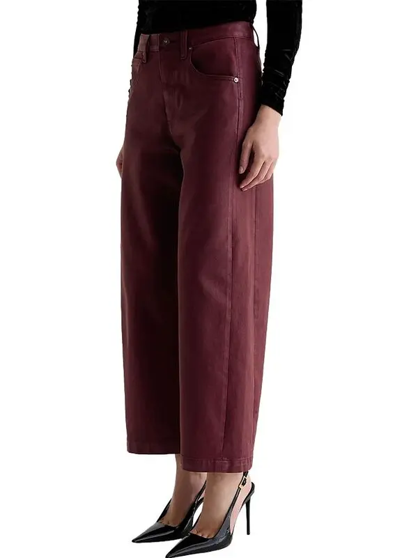 Ag Hattie Coated High-rise Crop Barrel Jeans - Winery