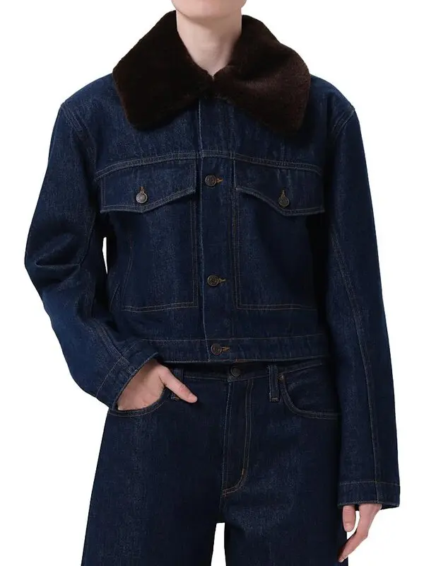 AGOLDE Walker Faux Fur Collar Denim Jacket - Rinse