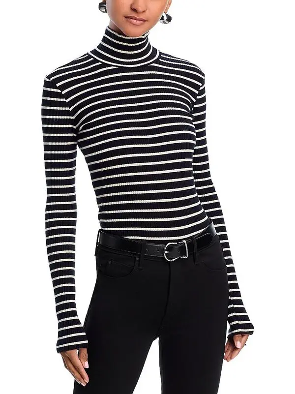 MOTHER The Long Sleeve Hickey Tee - Black And White Stripe