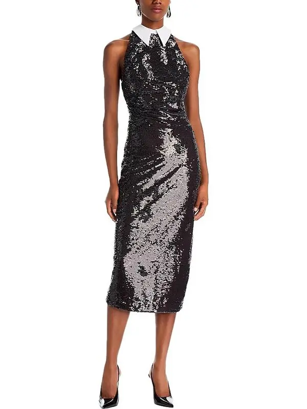 L'Agence Lilith Sequin Dress - Black/white Contrast