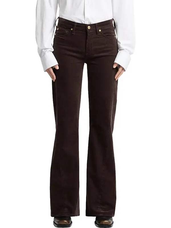 7 For All Mankind Twisted Dojo Tailorless Flare Leg Corduroy Pants - Corduroy Coffeee