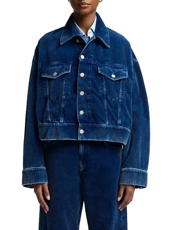 7 For All Mankind Oli Oversized Fit Cropped Corduroy Trucker Jacket - Oxnard