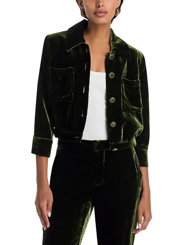 L'Agence Jia Velvet Jacket - Deep Olive