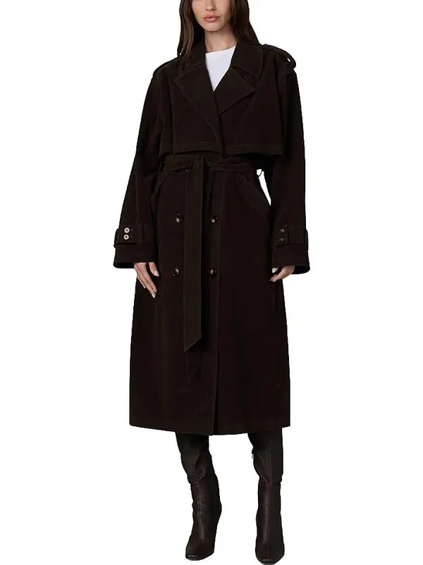 Joe's Jeans The Elizabeth Faux Suede Trench Coat - Dark Chocolate