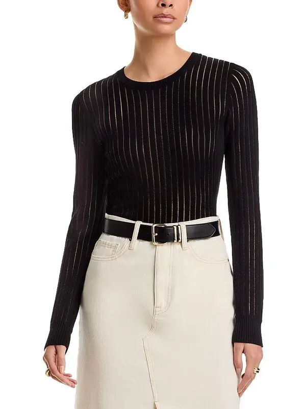 FRAME The Sheer Stripe Sweater - Black